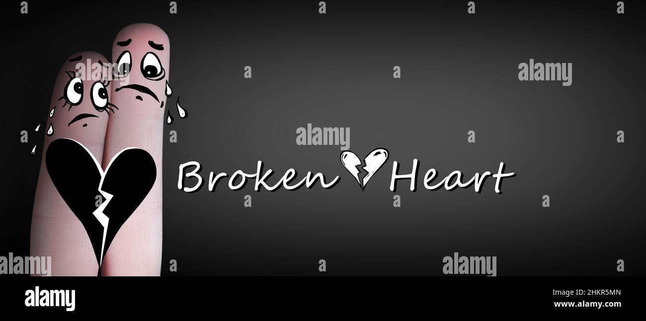 Heartbreak concept with broken heart. Separation and divorce. 3d ...