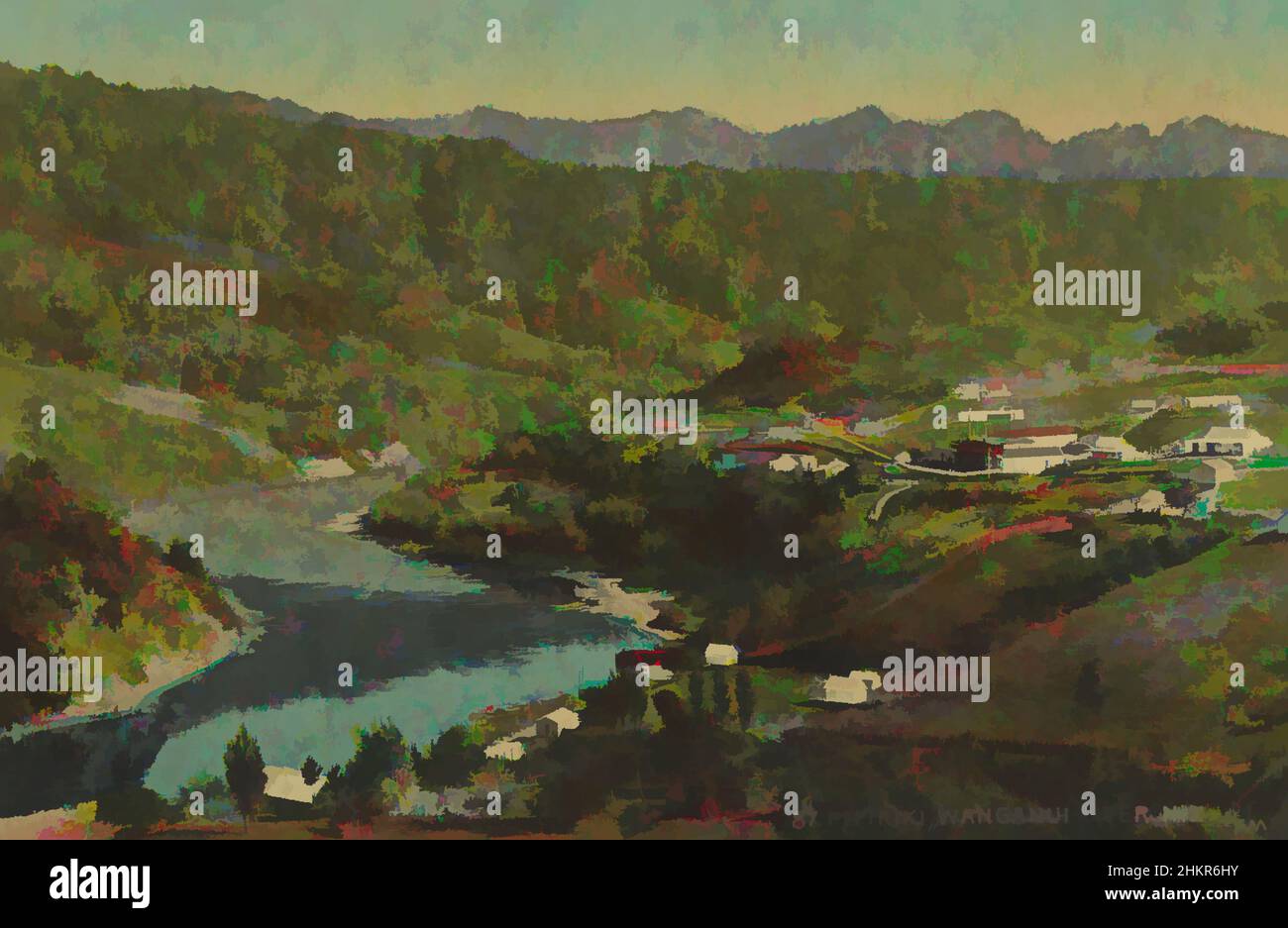 Art inspired by Pipiriki, Wanganui River, New Zealand, Muir & Moodie ...