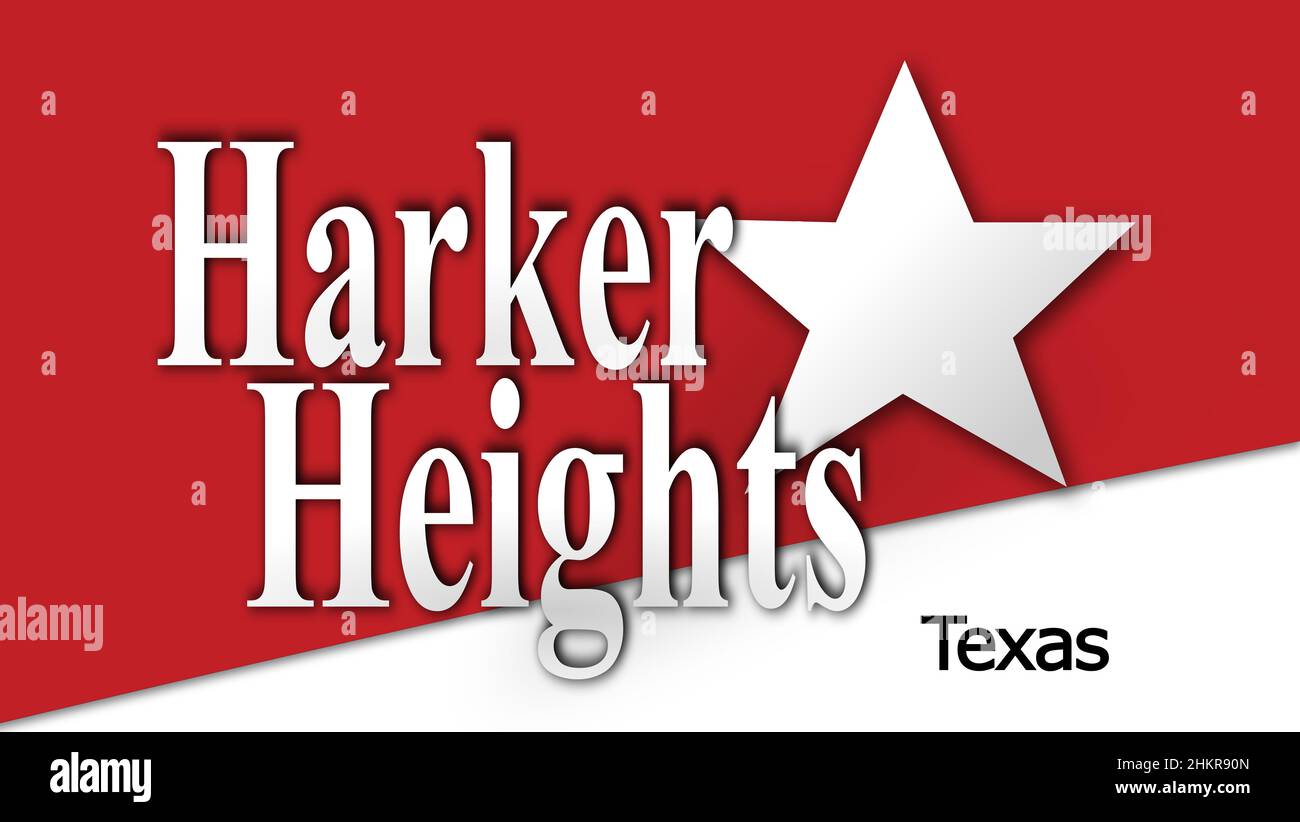 Top view of flag Harker Heights, Texas, untied states of America. USA ...