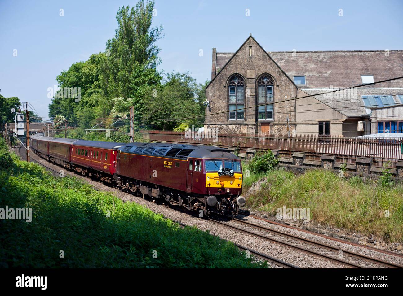 The Royal Scotsman luxury touring train passing Ripley St Thomas school ...