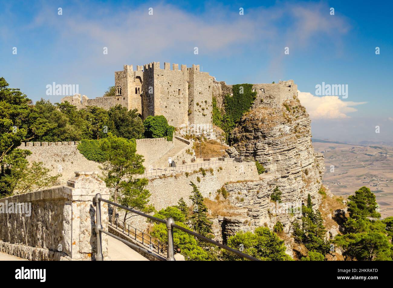 View over the scenic medieval Castle of Venus in the town of Erice ...