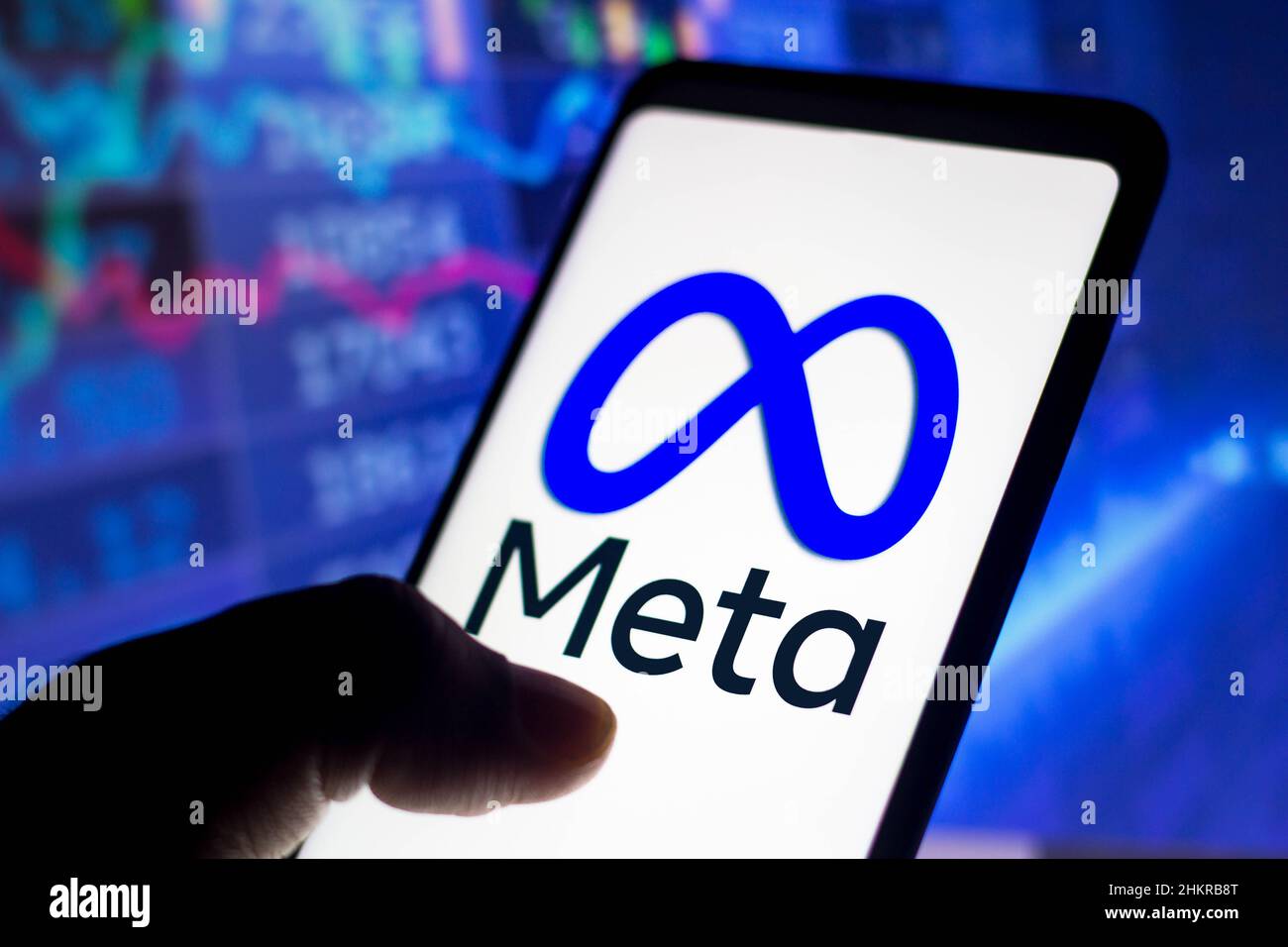 In this photo illustration the Meta Platforms logo seen displayed on a ...