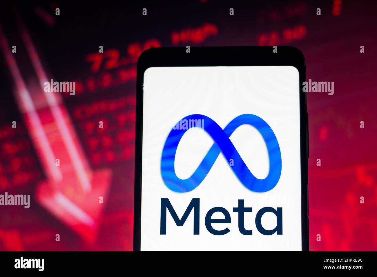 In this photo illustration the Meta Platforms logo seen displayed on a ...