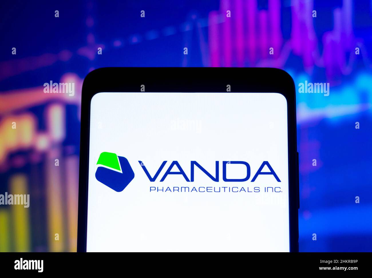 In this photo illustration the Vanda Pharmaceuticals logo seen ...