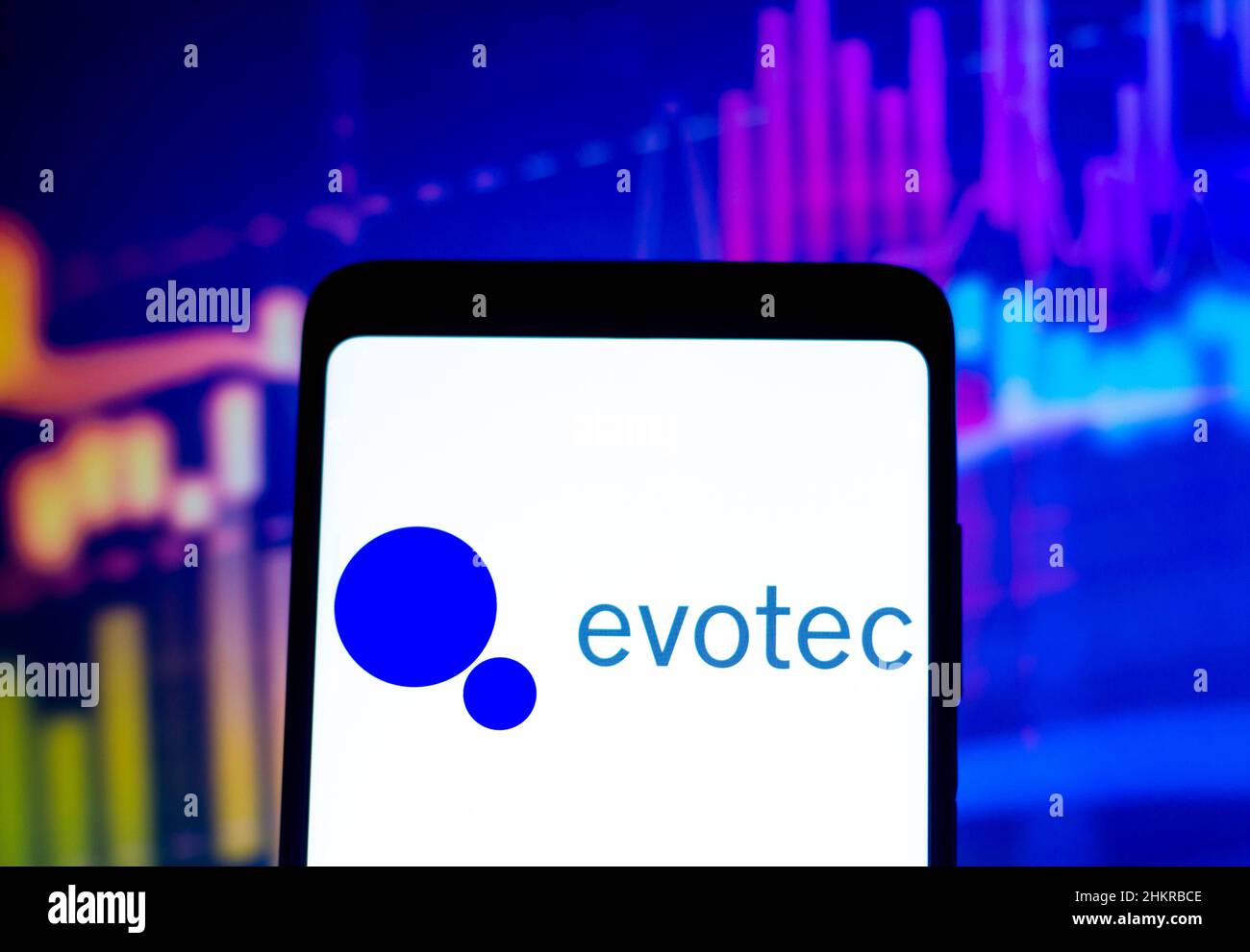 In this photo illustration the Evotec SE logo seen displayed on a ...