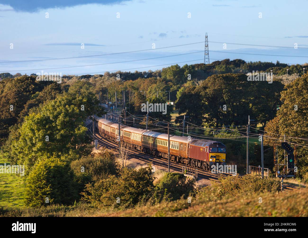 West Coast Railways class 57 locomotive 57315 passing Oubeck, Lancaster ...