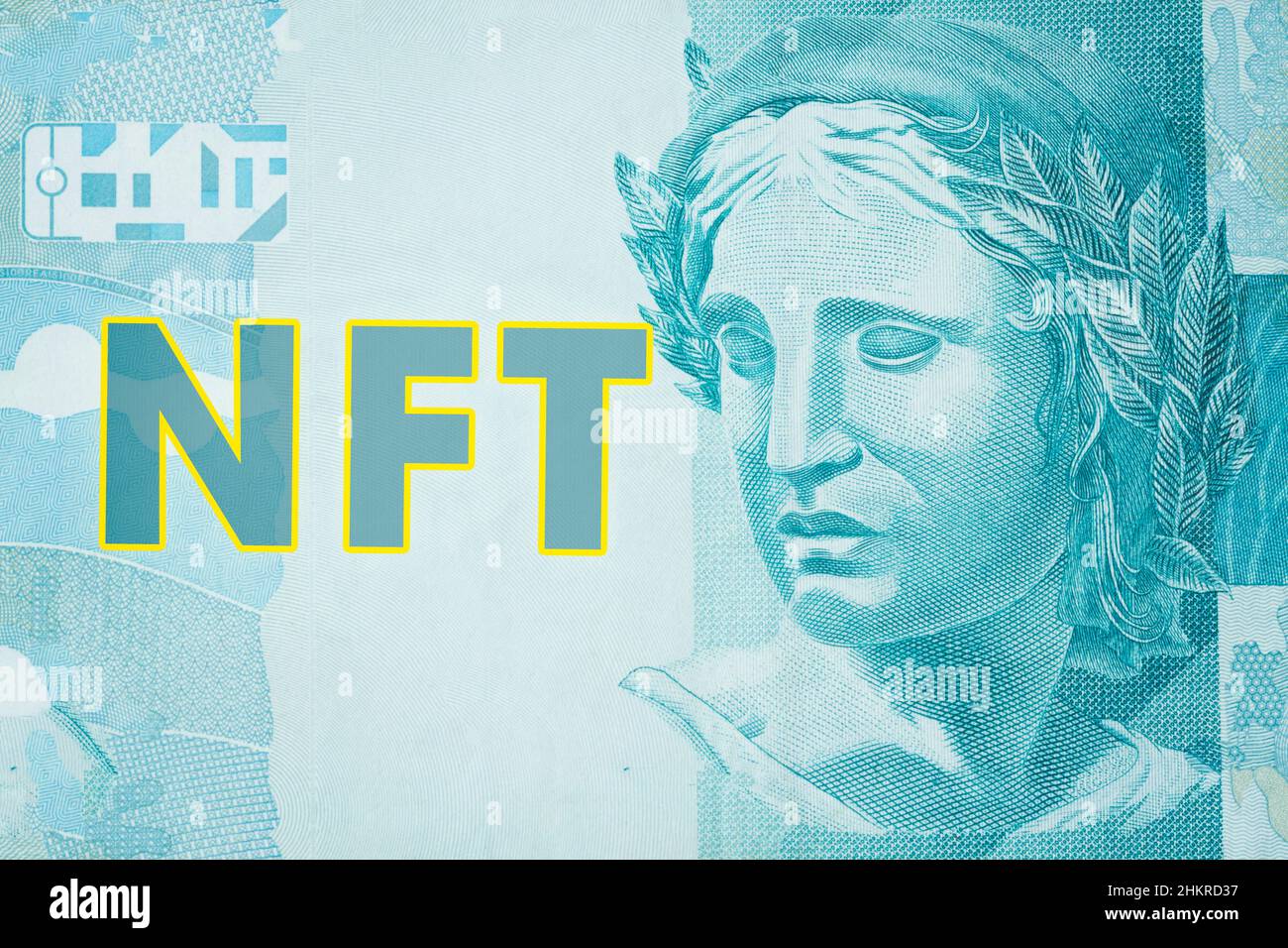 NFT written with brazilian money background Stock Photo - Alamy
