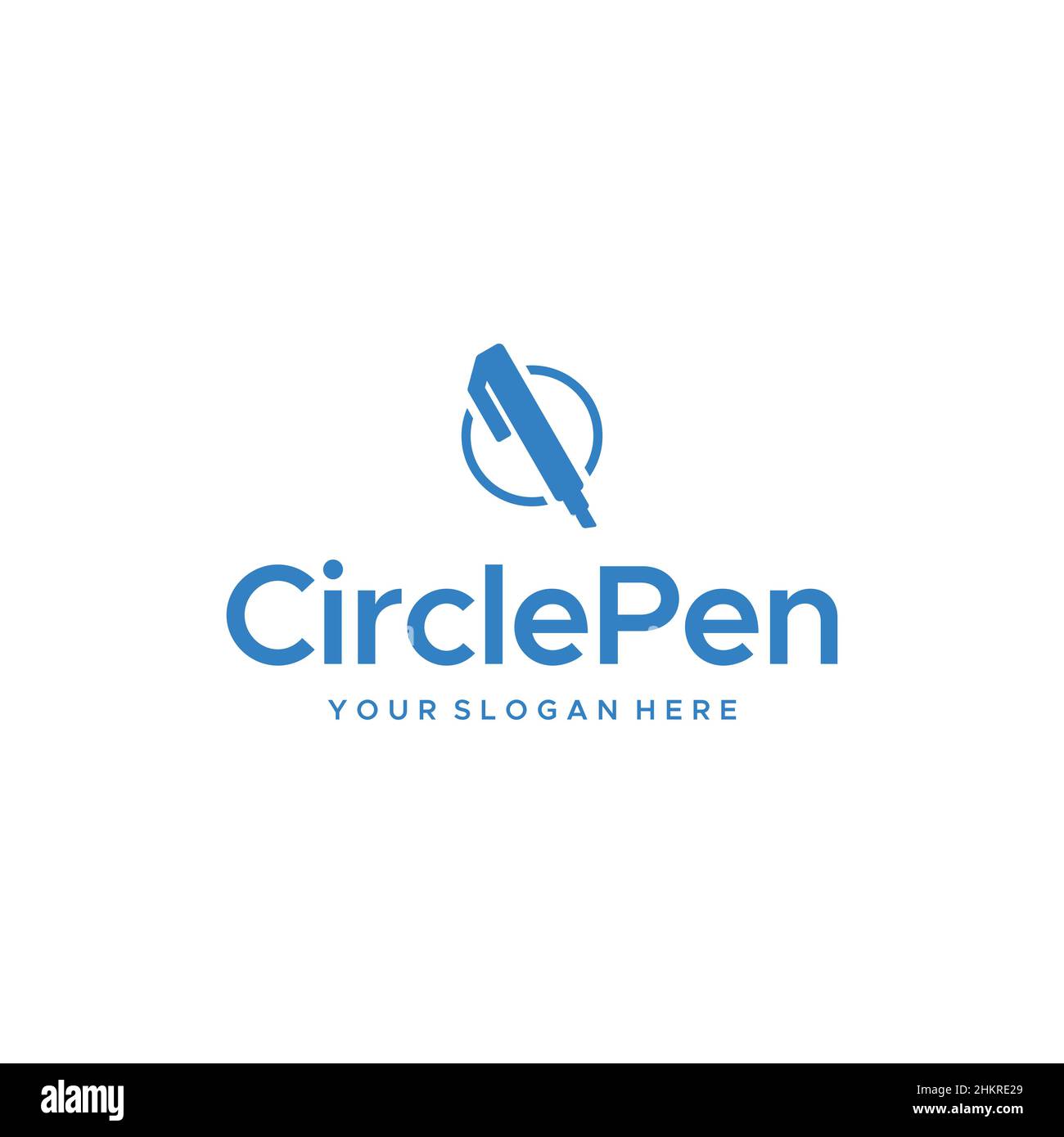 minimalist CirclePen stylograph blue logo design Stock Vector Image ...