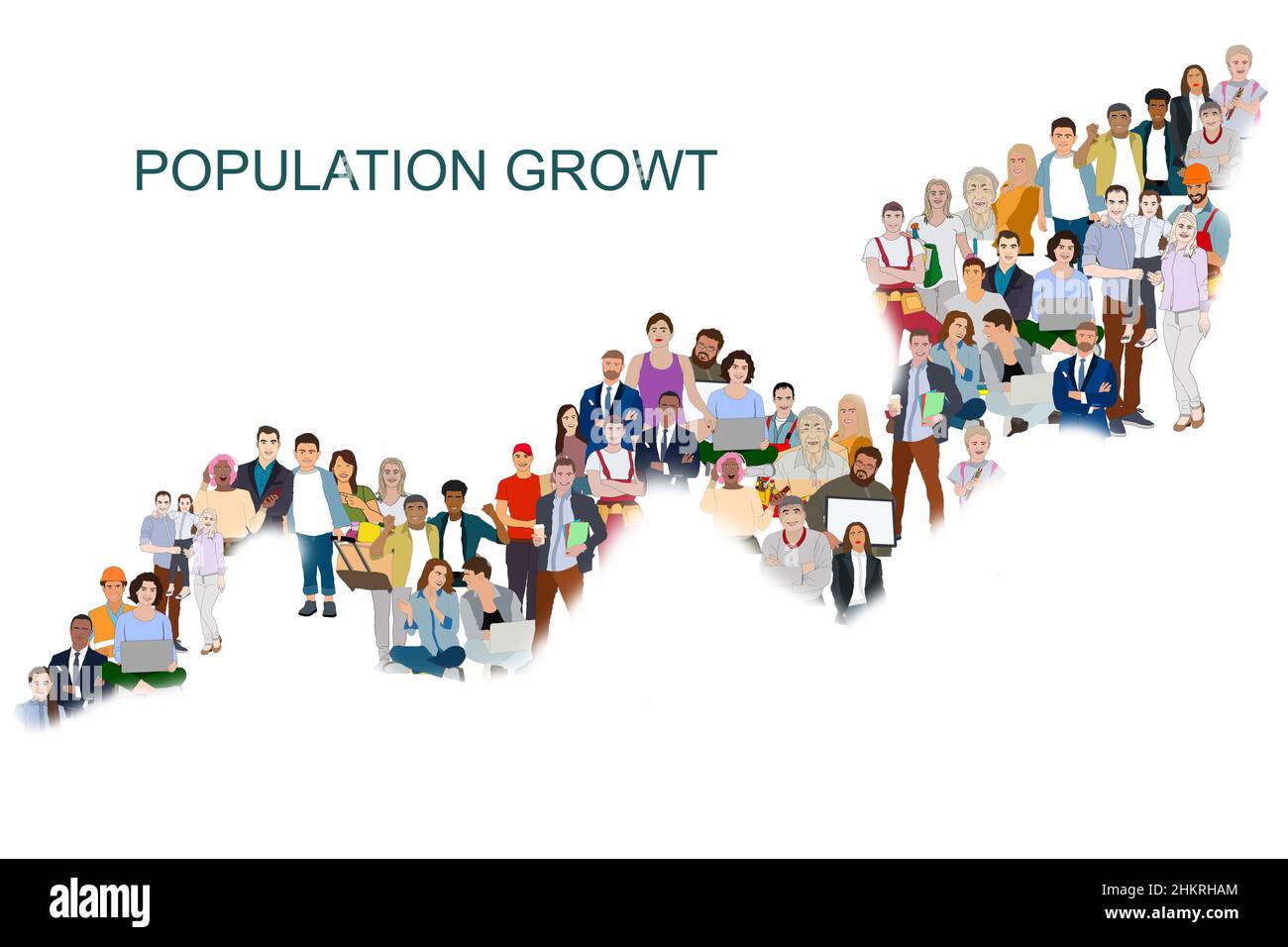 Large group of people in the shape of a grossing arrow. Way to success ...