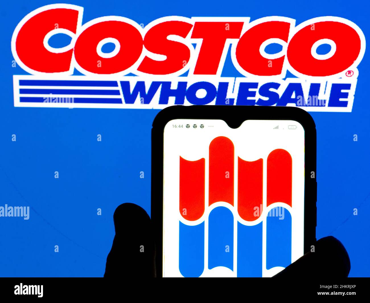 In this photo illustration, the Costco Audiobook App logo is displayed ...