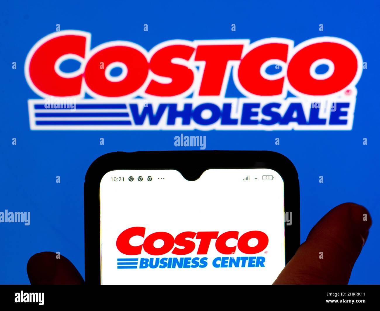 In this photo illustration, the Costco Business Center logo is ...