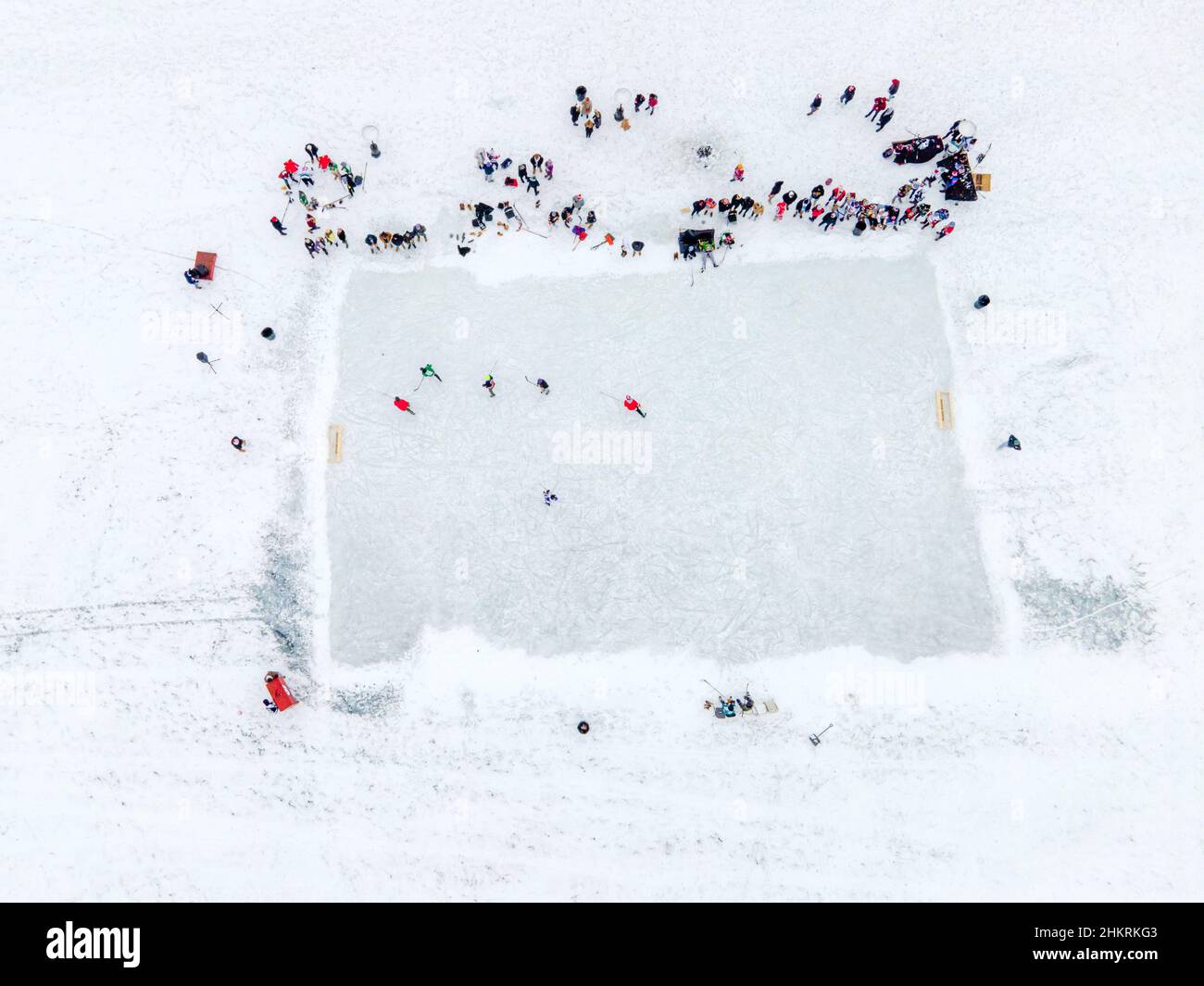 Aerial photograph over frozen Lake Mendota, on the occasion of the ...