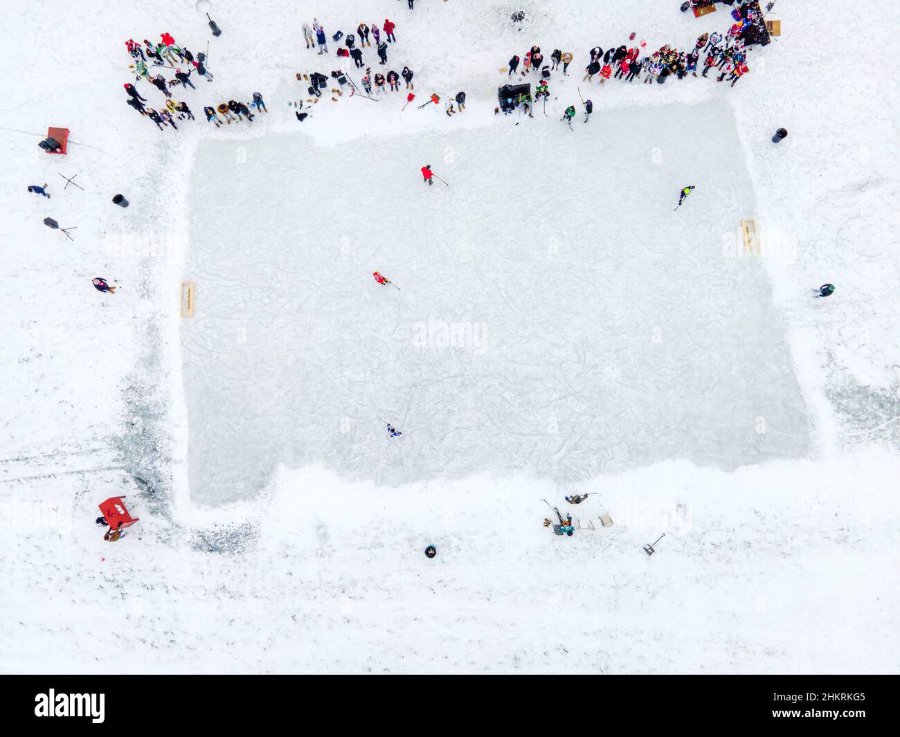 Aerial photograph over frozen Lake Mendota, on the occasion of the ...