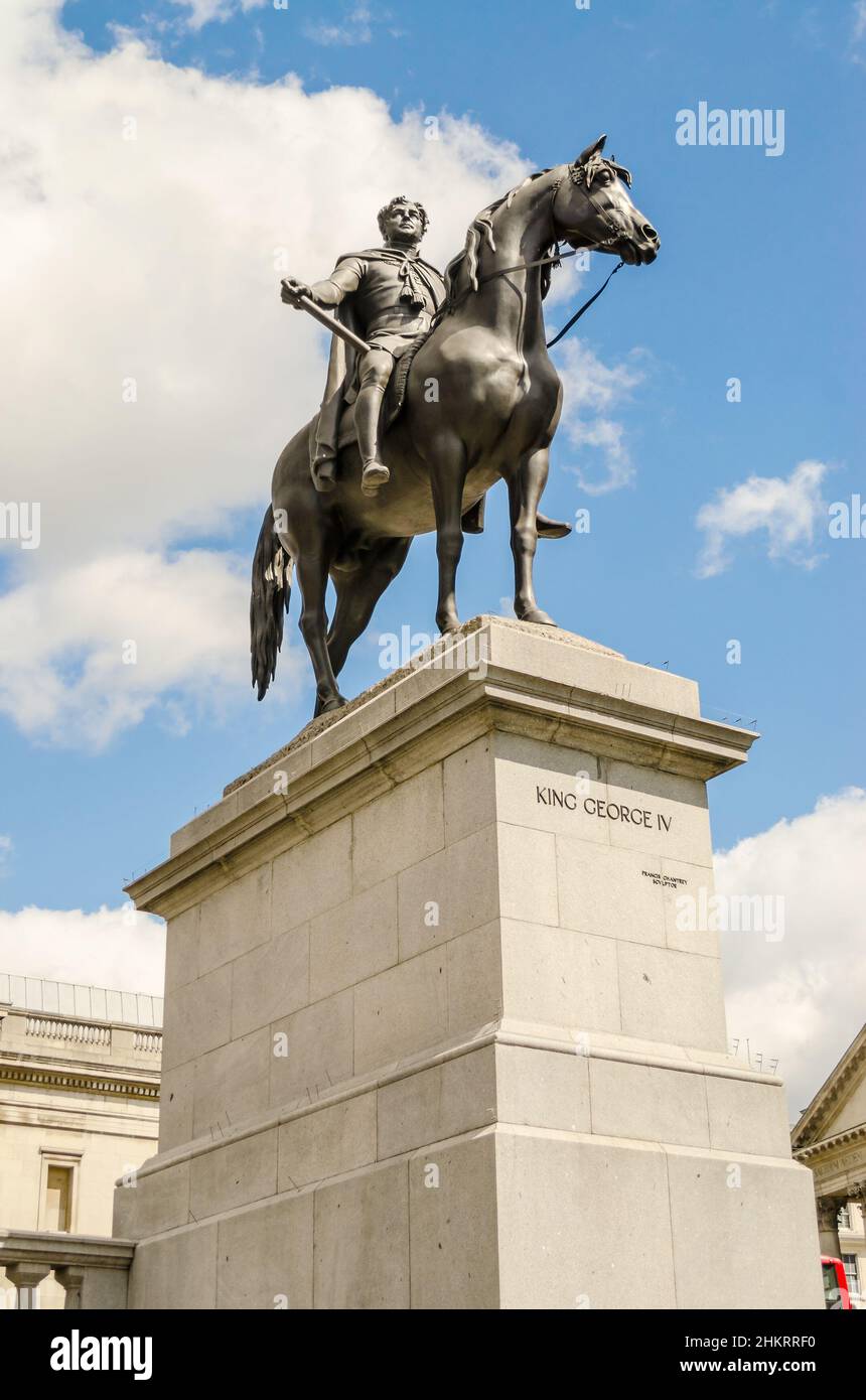 King George IV monument, landmark in Trafalgar Square, London, UK Stock Photo - Alamy