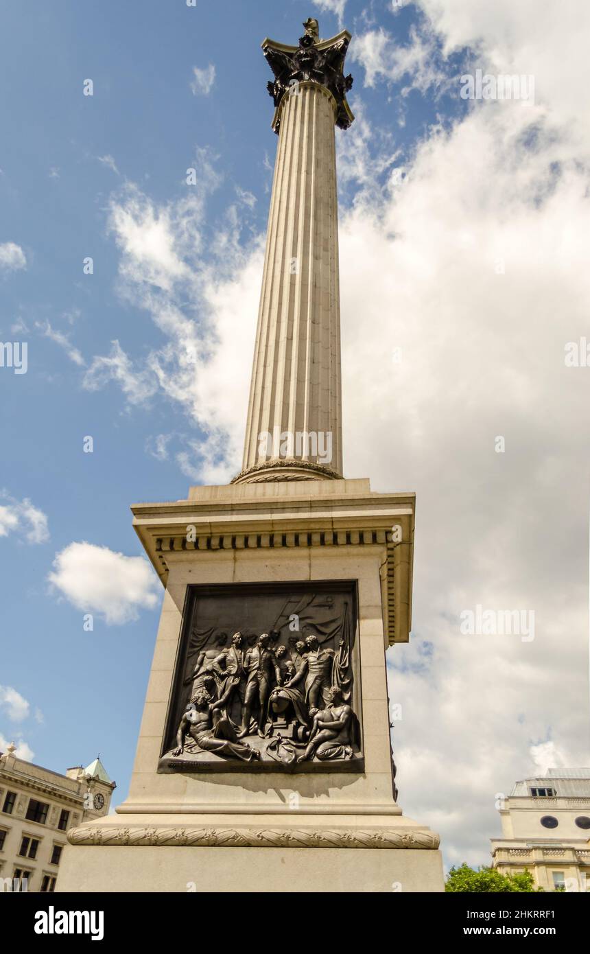 Nelson statue atop column at Trafalgar Square, iconic landmark in ...