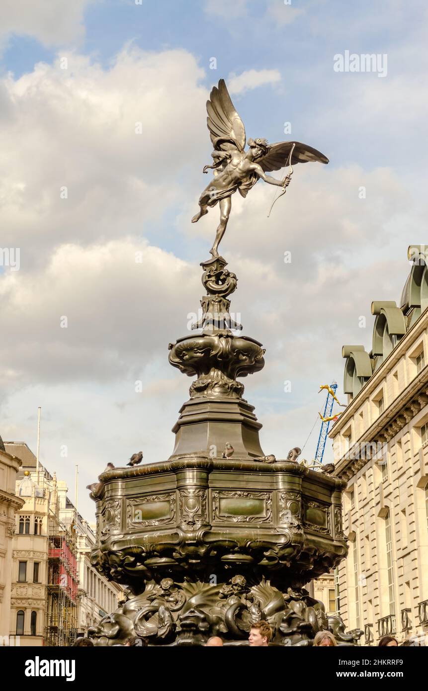 Eros Statue at Piccadilly Circus, iconic landmark in London, UK Stock ...