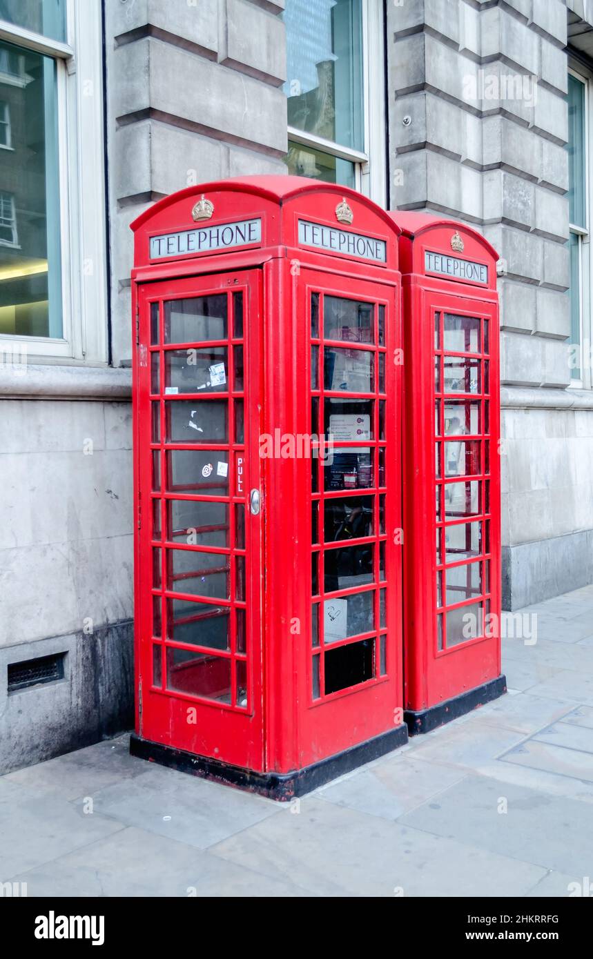 Iconic traditional british red phone booth in London, UK Stock Photo ...