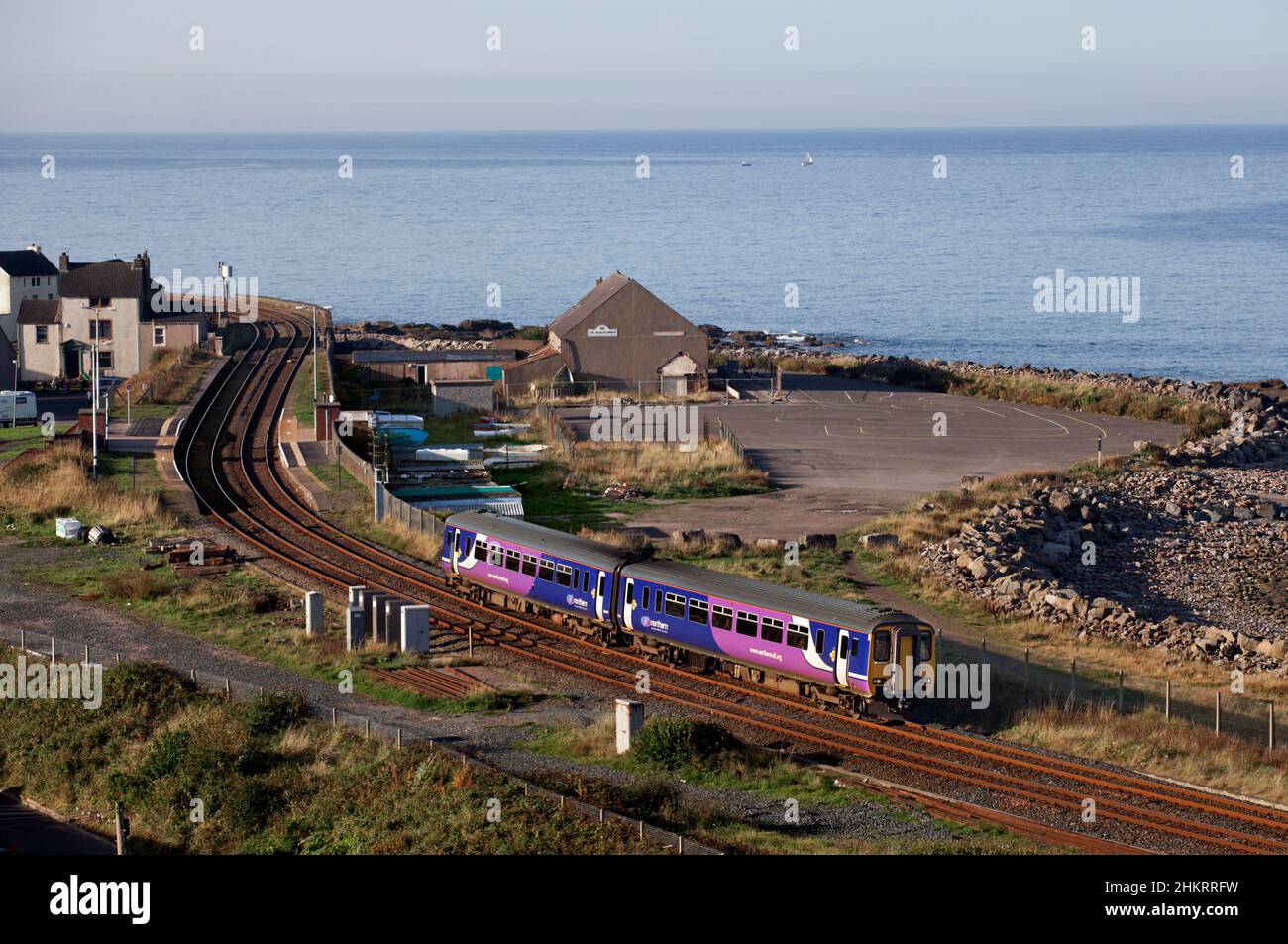 Northern rail class 156 sprinter train departing from the village of ...