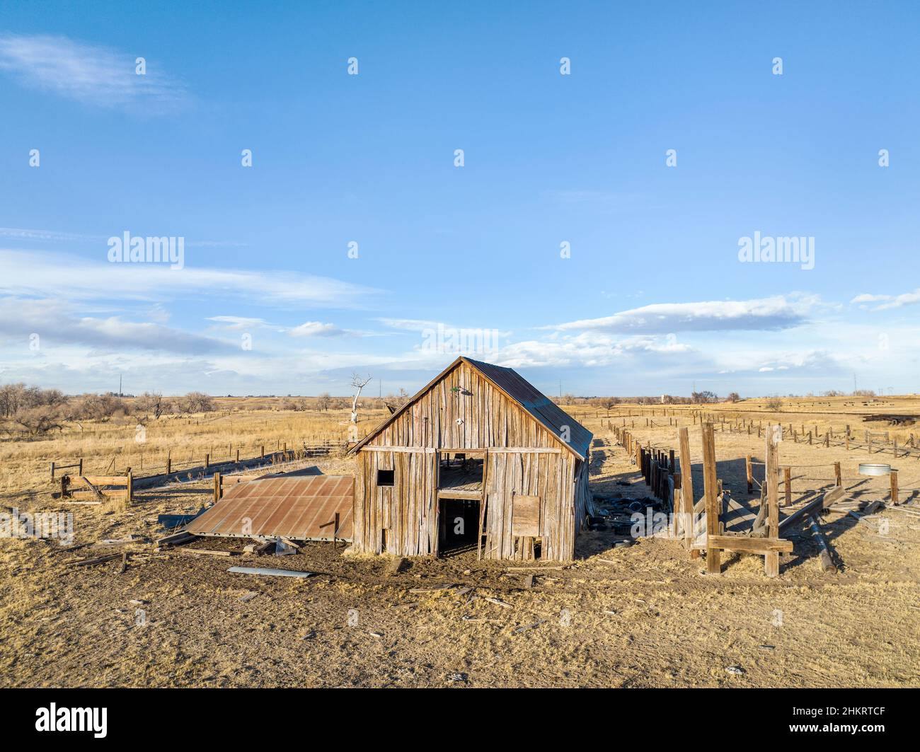 aerial view of northern Colorado landscape in fall or winter scenery ...