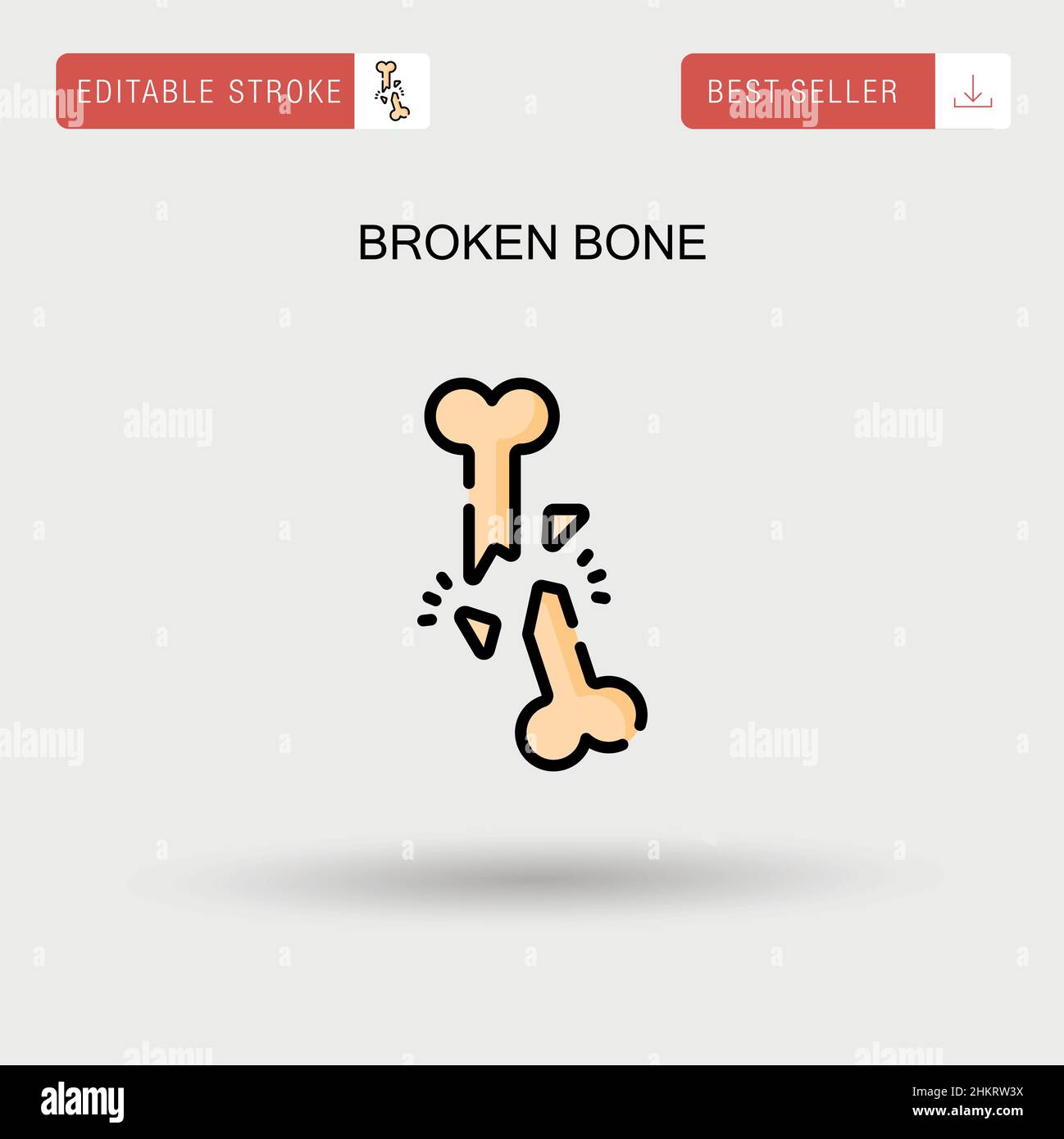 Broken bone Simple vector icon Stock Vector Image & Art - Alamy