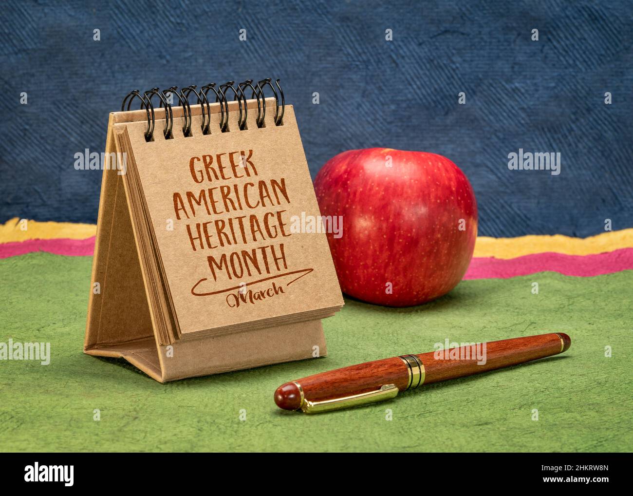 Greek American Heritage Month, March - handwriting in a small desktop ...