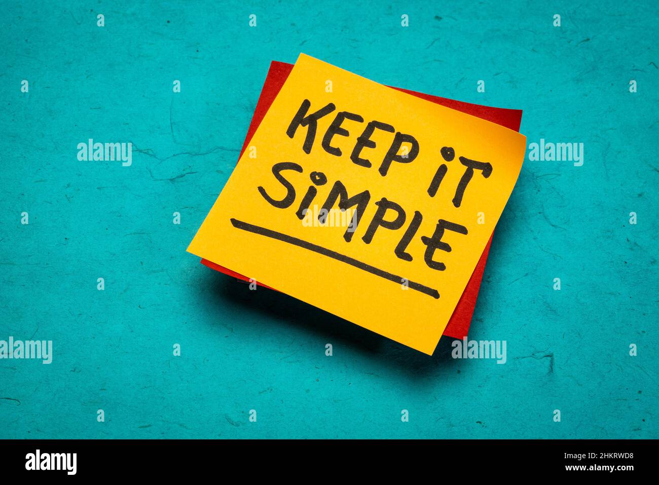 keep it simple inspirational writing - reminder note on a brown ...