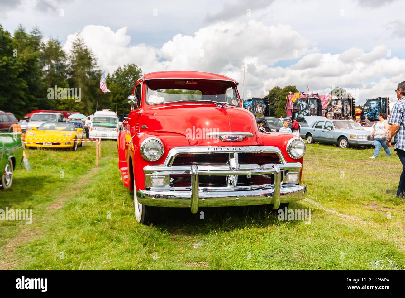 vintage red 1954 1955 Chevrolet 3600 chevy pickup truck at car show ...