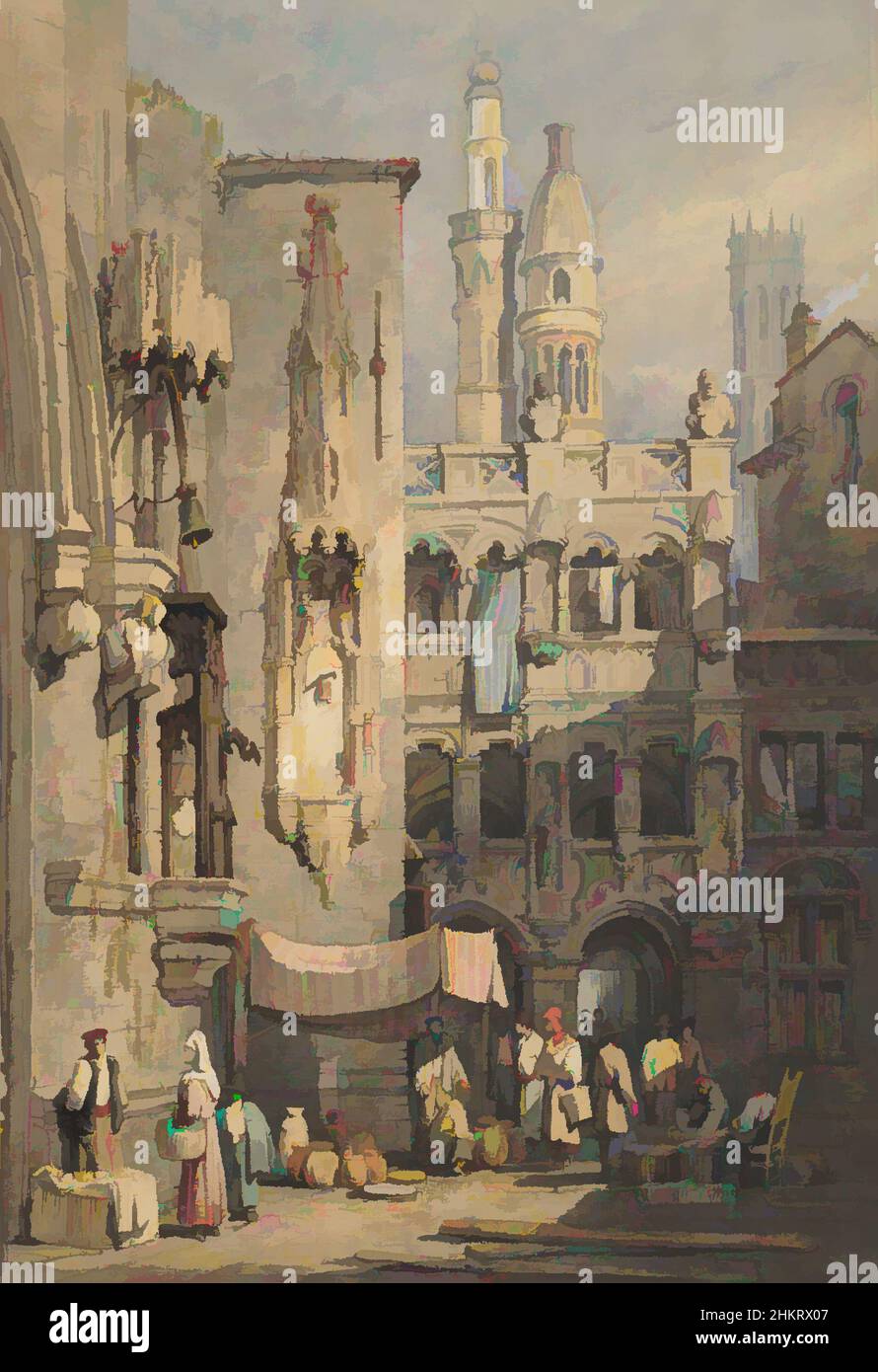 Art inspired by A street, Bruges, Samuel Prout, artist, 1818-1852 ...