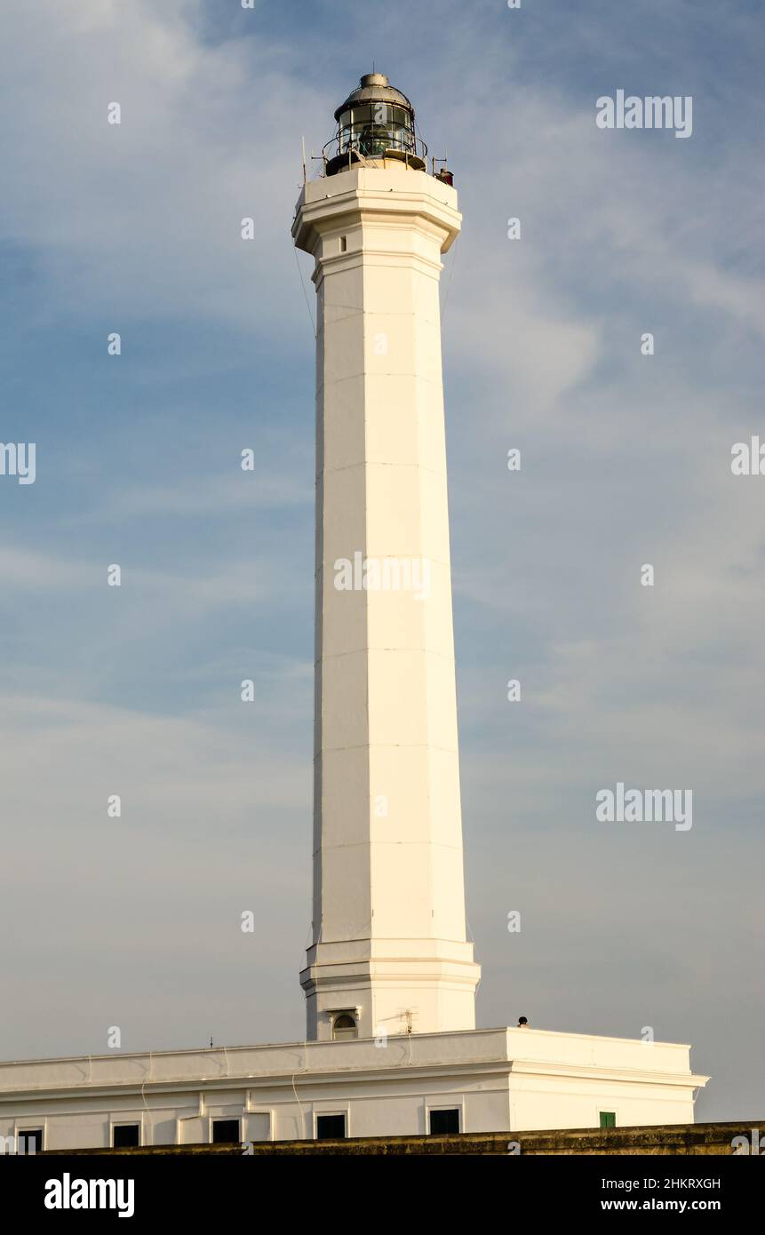 Santa Maria di Leuca iconic lighthouse in Salento, Apulia, Italy Stock ...