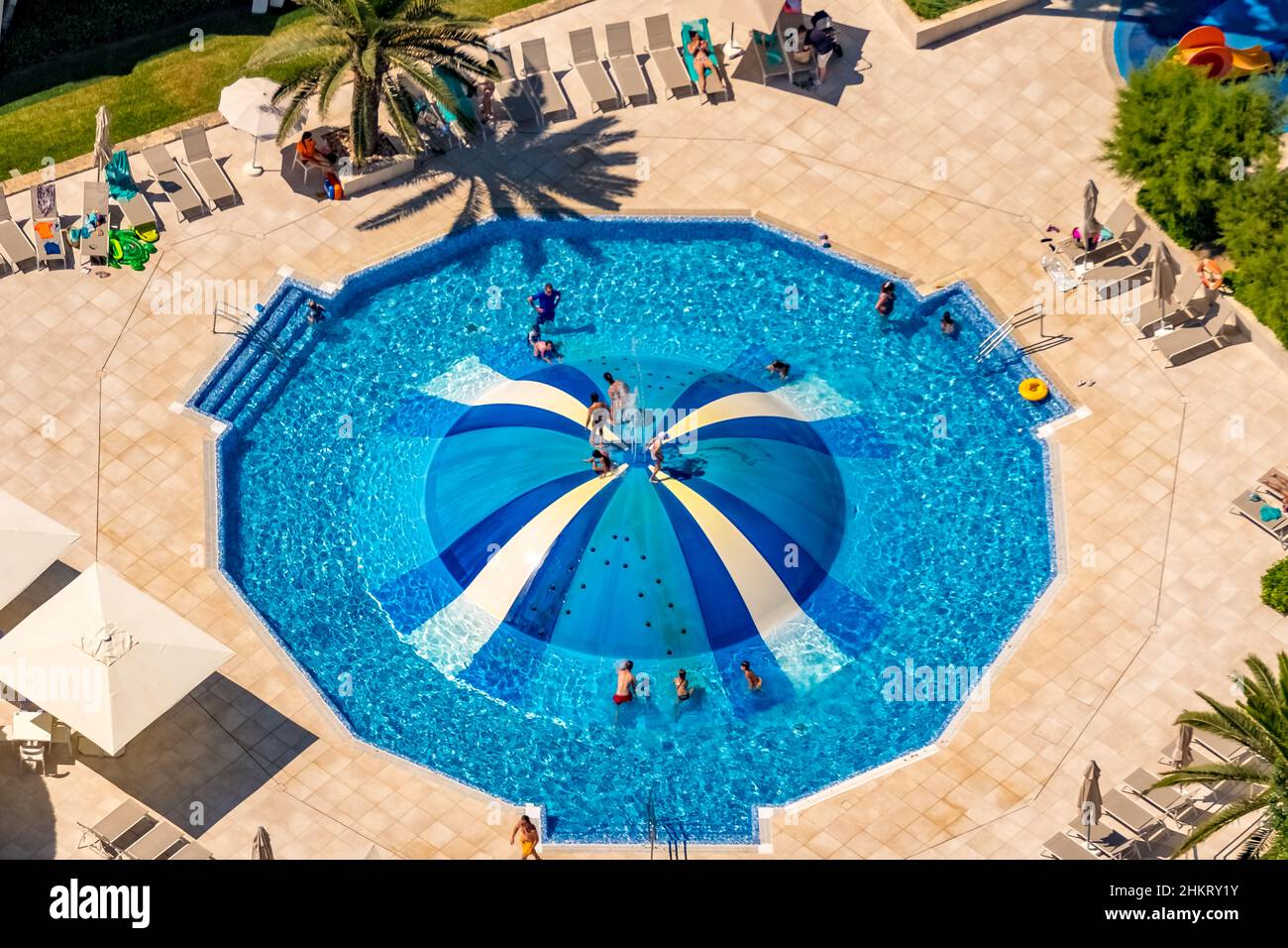 Aerial view, hotel swimming pool, children's pool, Platja de Muro, Muro ...
