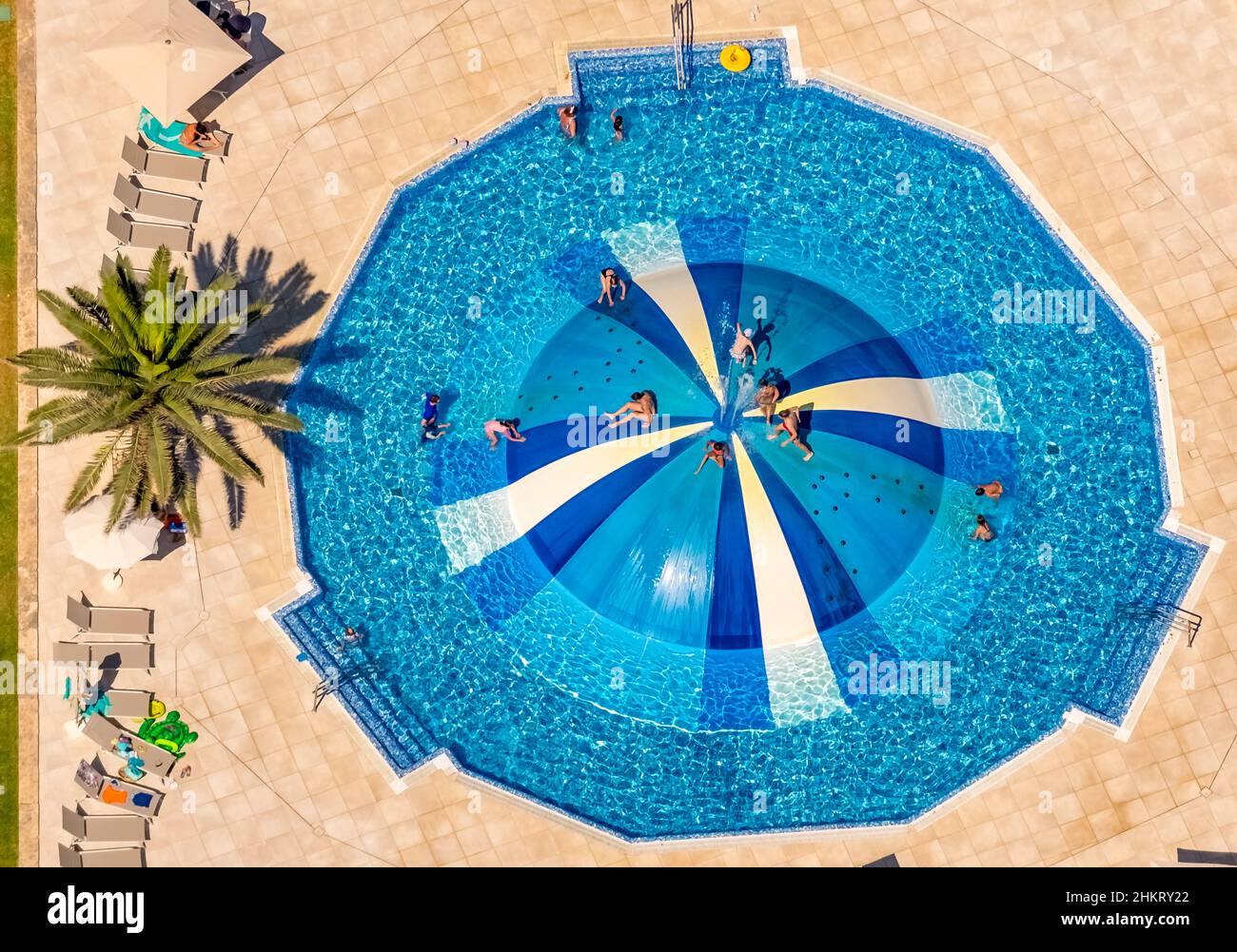 Aerial view, hotel swimming pool, children's pool, Platja de Muro, Muro ...