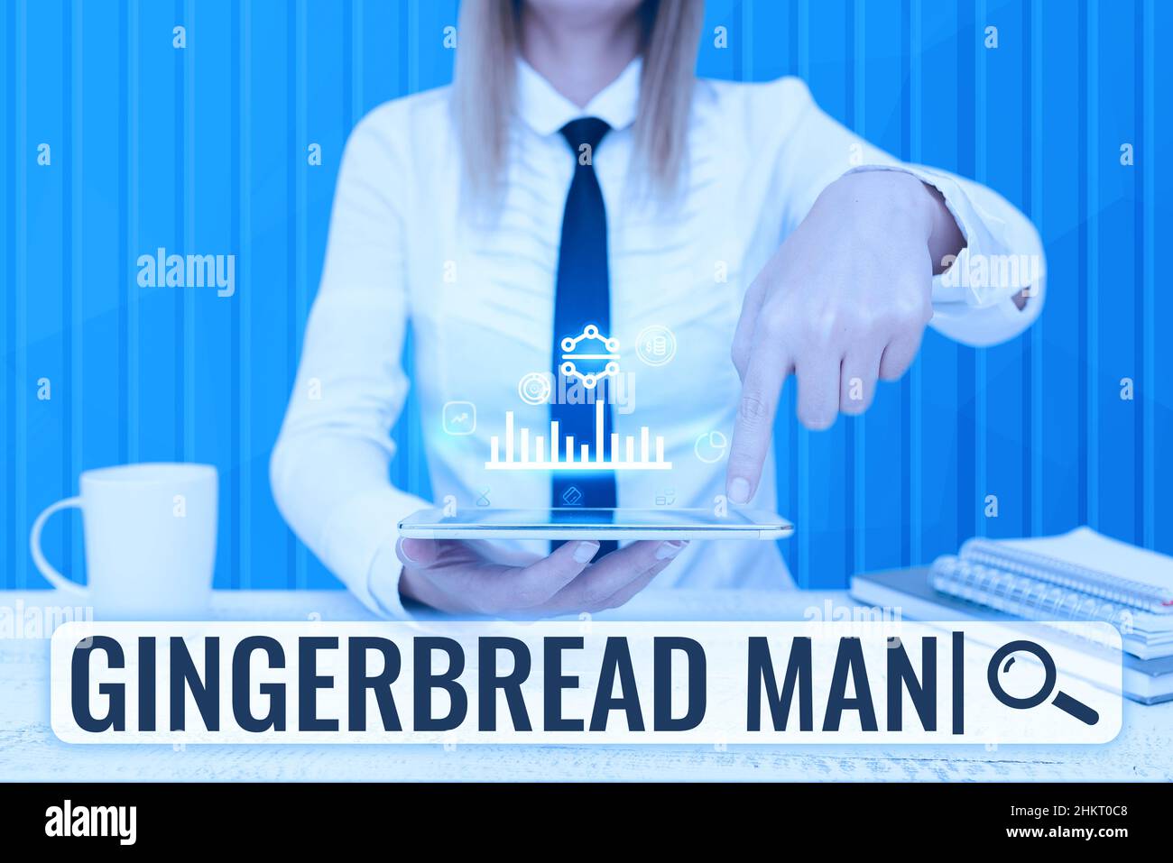 Text caption presenting Gingerbread Man. Business idea cookie made of ...