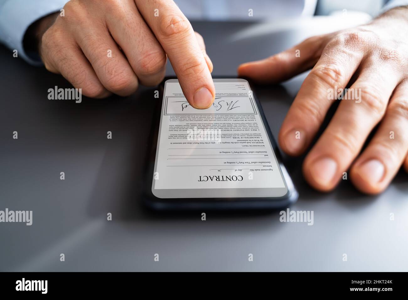 Digital Signature On Contract Document Online Using Smartphone Stock ...
