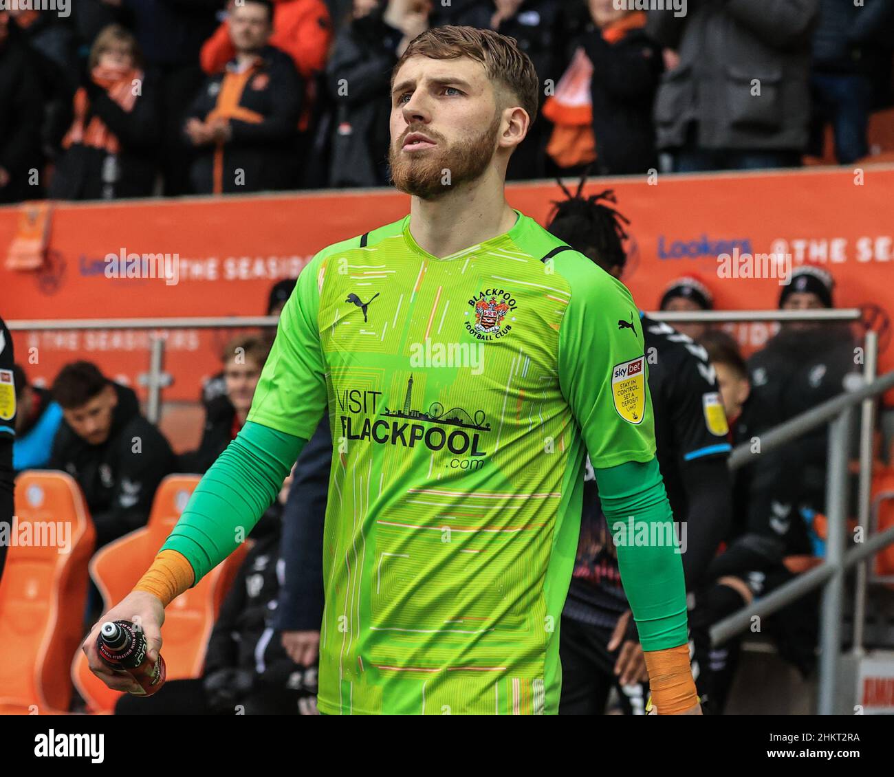 Daniel Grimshaw #32 of Blackpool walks to for kickoff Stock Photo - Alamy