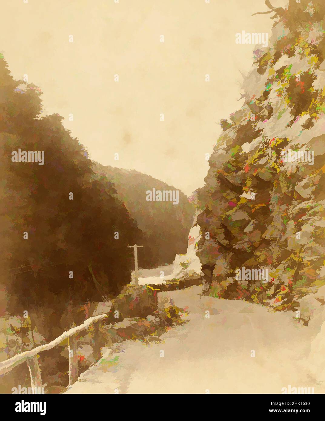 Art inspired by Otira Gorge. From the album: N.Z. Scenery, Burton ...