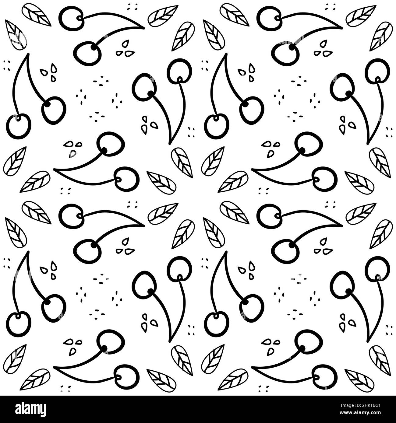 Sweet cherry repeating pattern. Seamless texture with wild berries ...