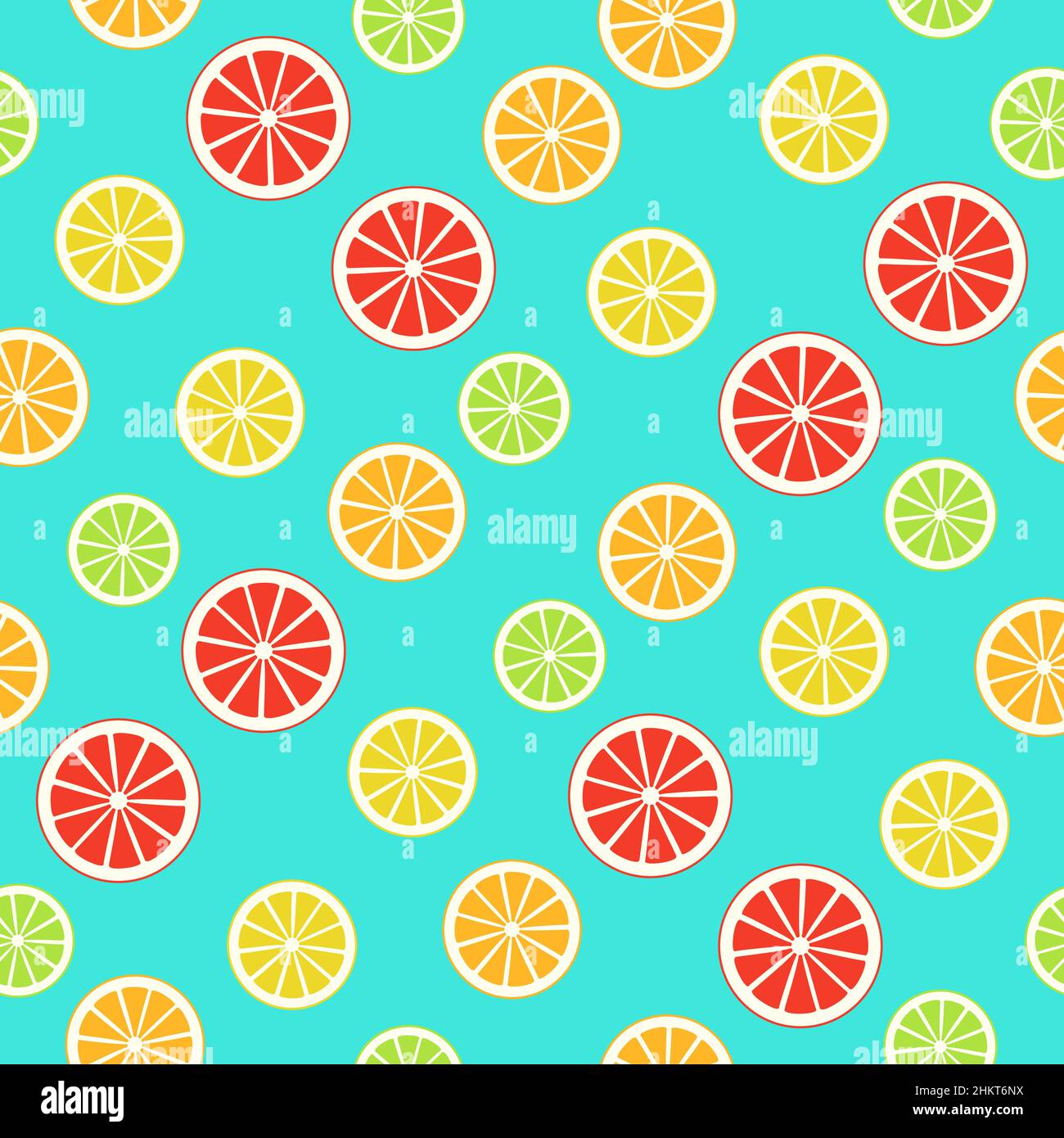 Citrus variety seamless pattern. Bright wallpaper texture with orange, lemon, lime, grapefruit ...