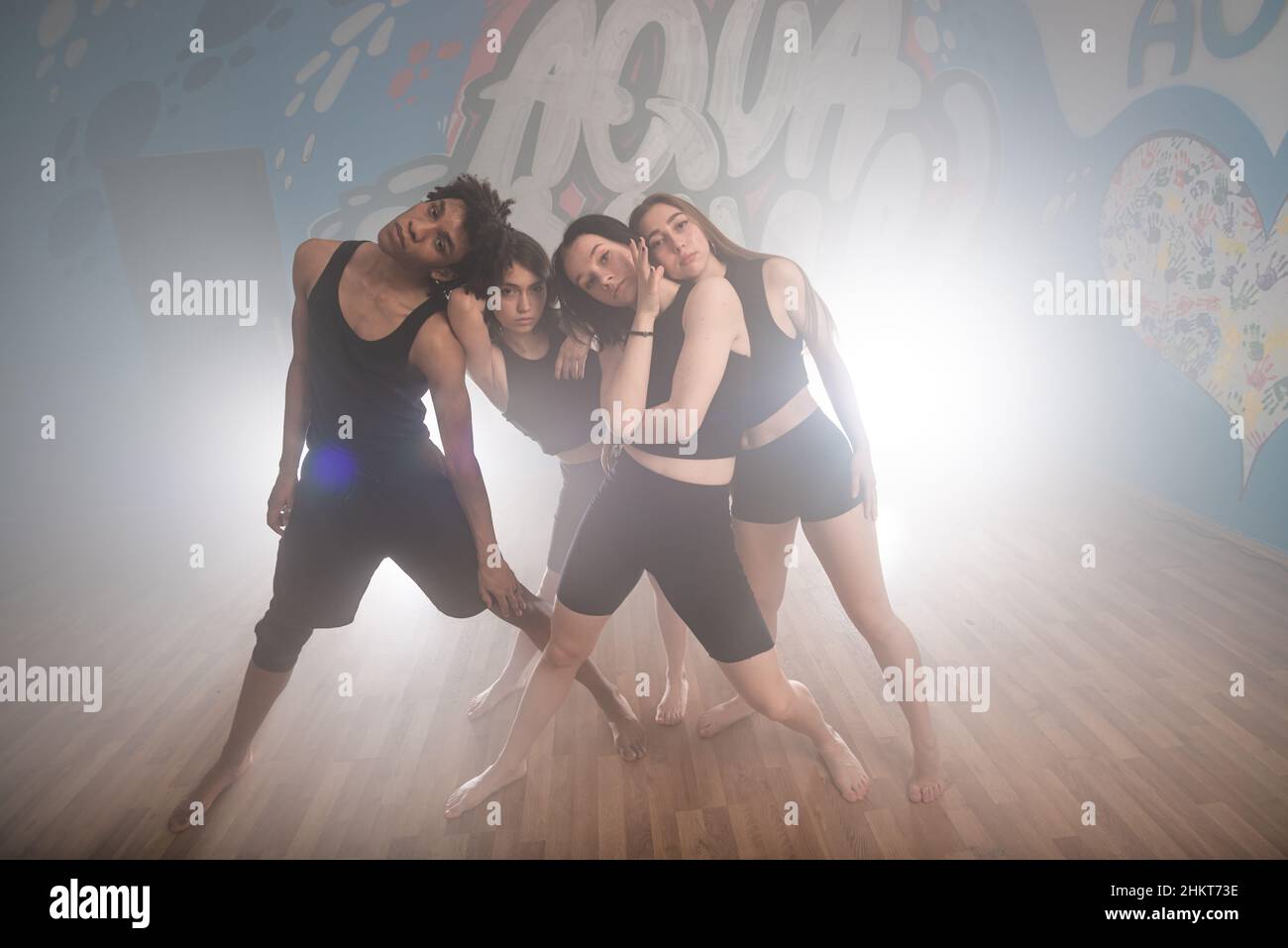 Young group of multiracial friends dancing enjoying and dancing ...
