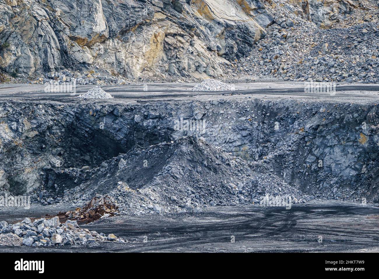 Opencast mining quarry. Limestone mining for cement production Stock ...