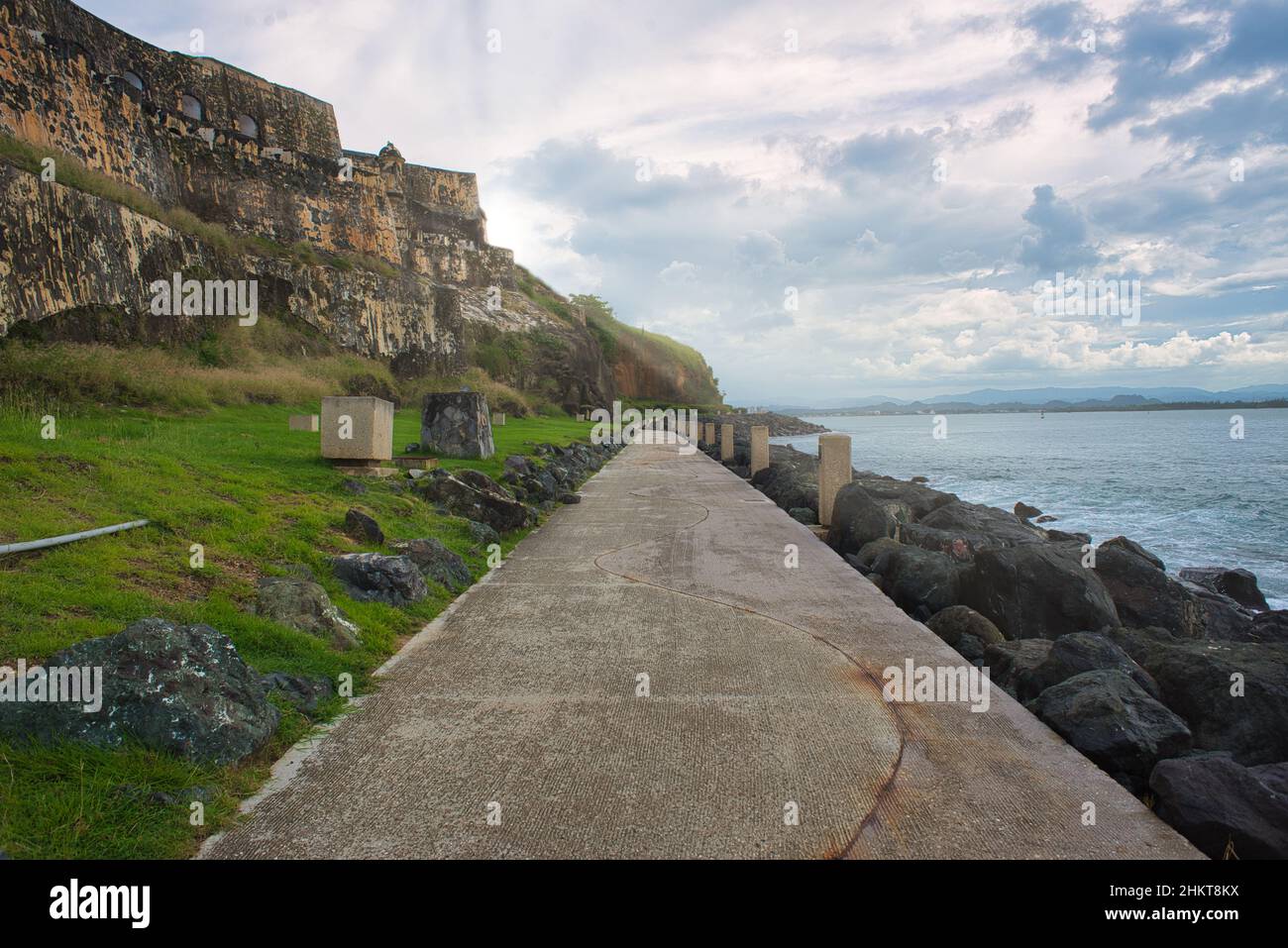 Photo of the back area of EL Morro, Puerto Rico, the Atlantic Ocean ...