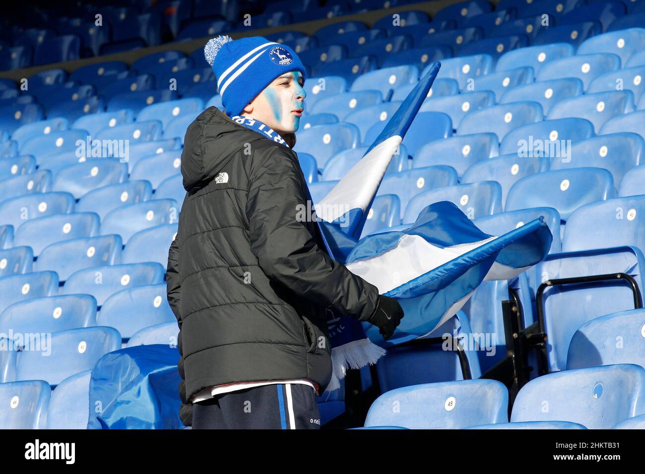 A young Hartlepool United fan with flags Stock Photo - Alamy