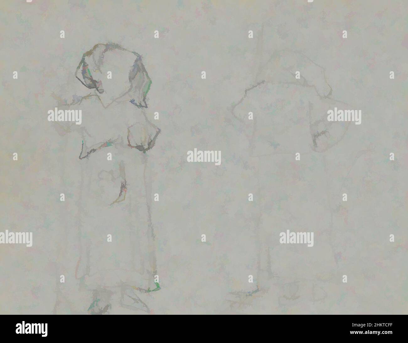 Art inspired by Standing figure with a stick and a cloak with hood ...