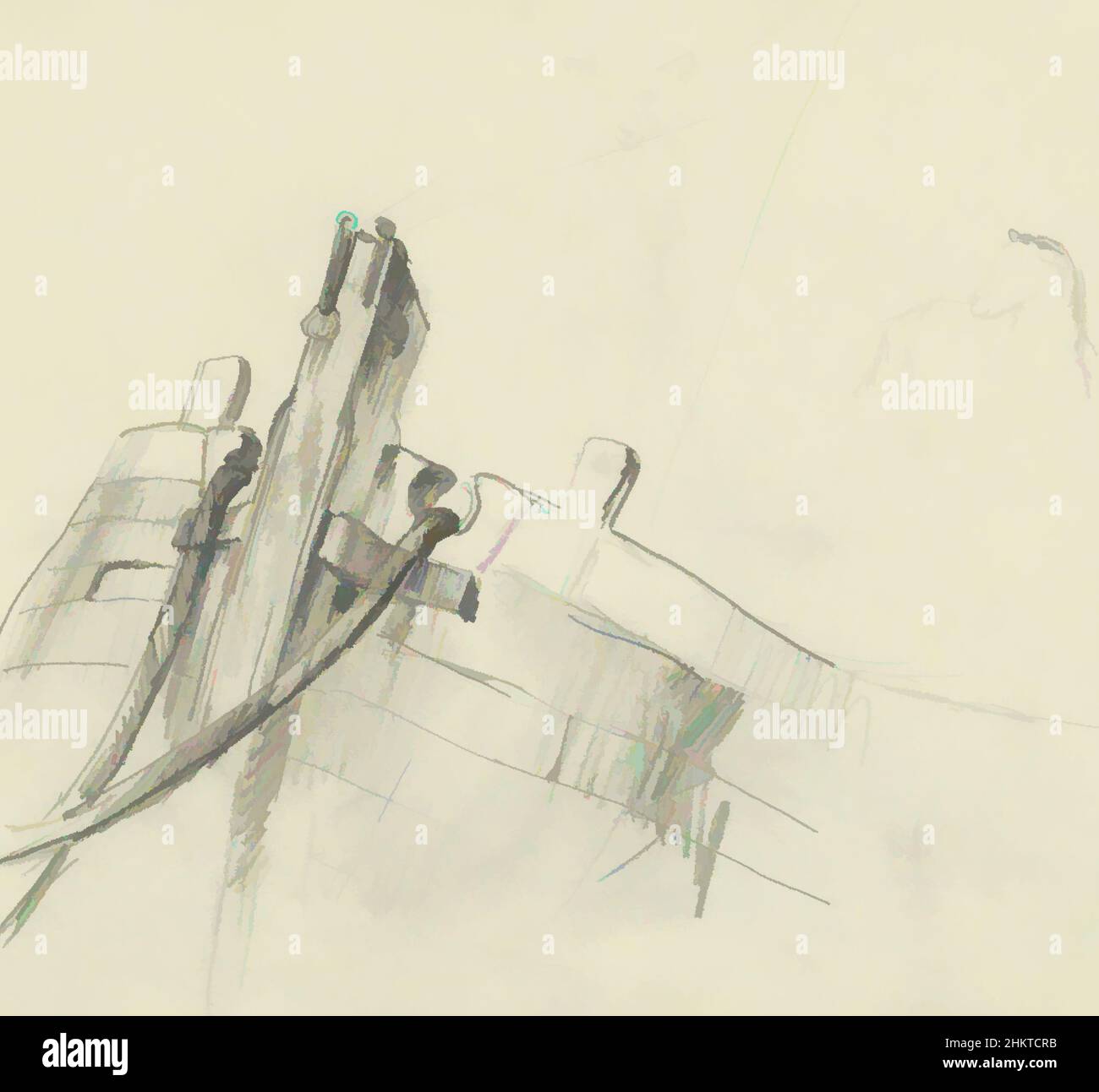 Art inspired by study of a horse and a head of an animal, probably a ...