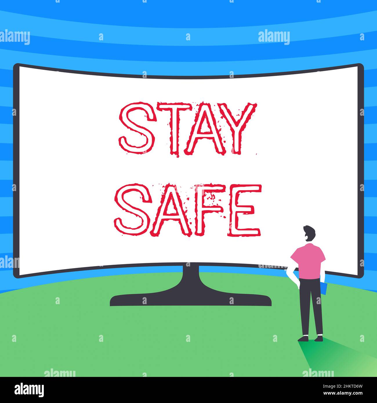 Conceptual caption Stay Safe. Word Written on secure from threat of ...