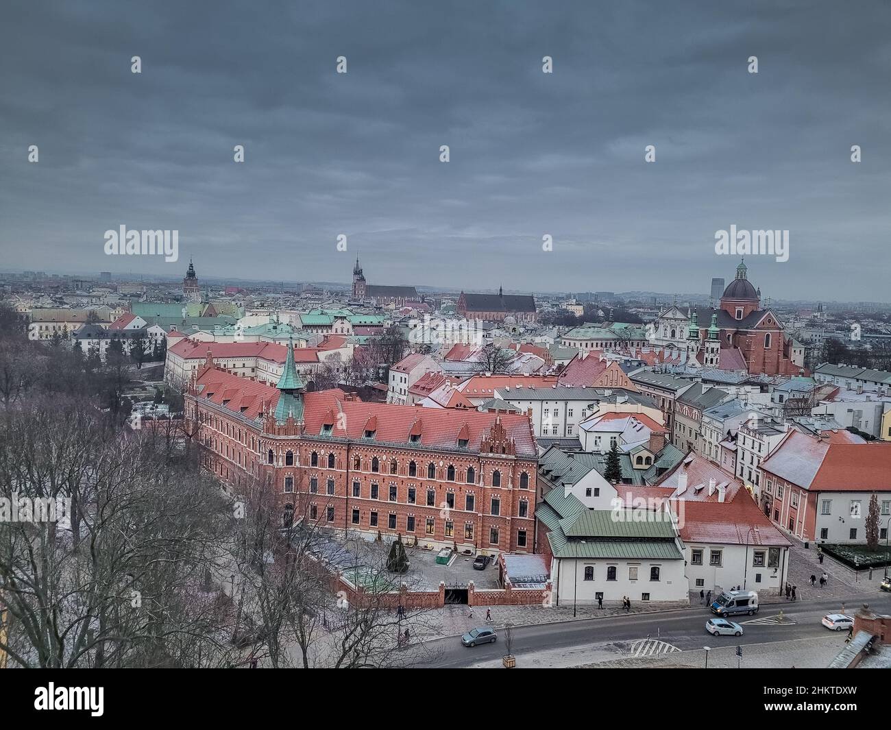 KRAKOW, POLAND, 7 JANUARY 2022: Cityscape of Krakow from the Wawel ...