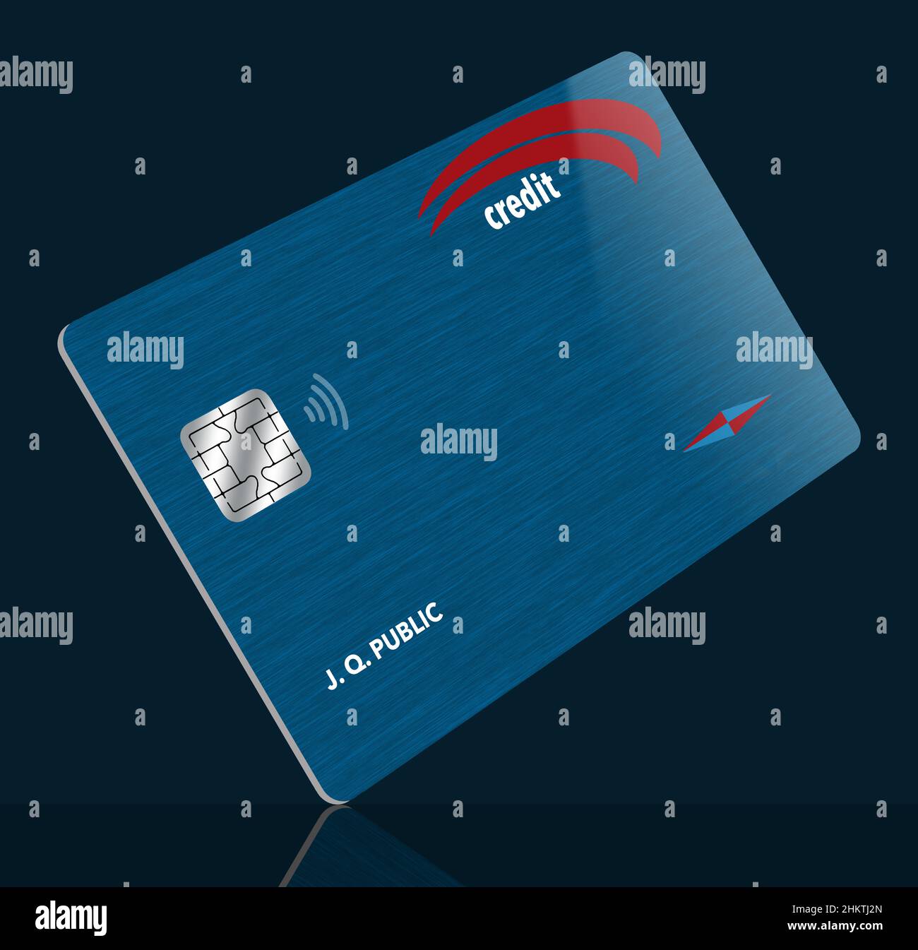 Here is a generic mock credit or debit card that is blue with the look ...