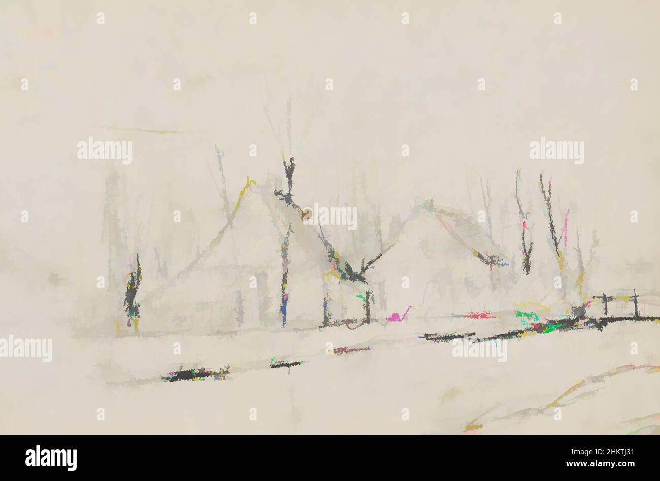 Art inspired by On either side of the dike are houses along the water ...