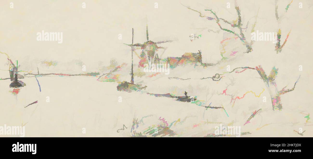 Art inspired by Mill and houses on the river Vecht, a house with a ...