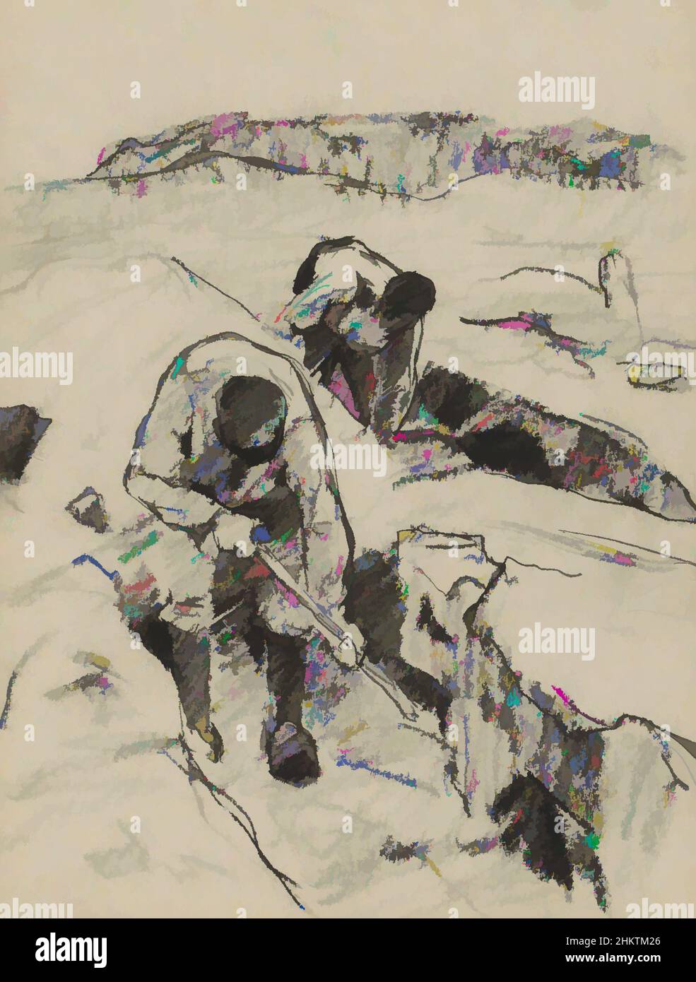 Art inspired by Two digging pile drivers, Classic works modernized by ...