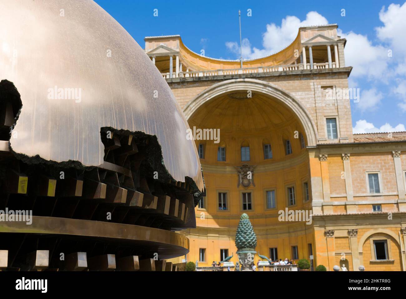 Arnaldo Pomodoro's, Sfera con Sfera sculpture and NIche of the Fir Cone ...